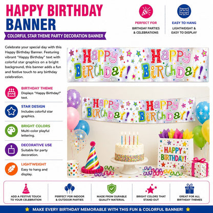 Happy Birthday Banner Star Theme Party Decor – 99Everything